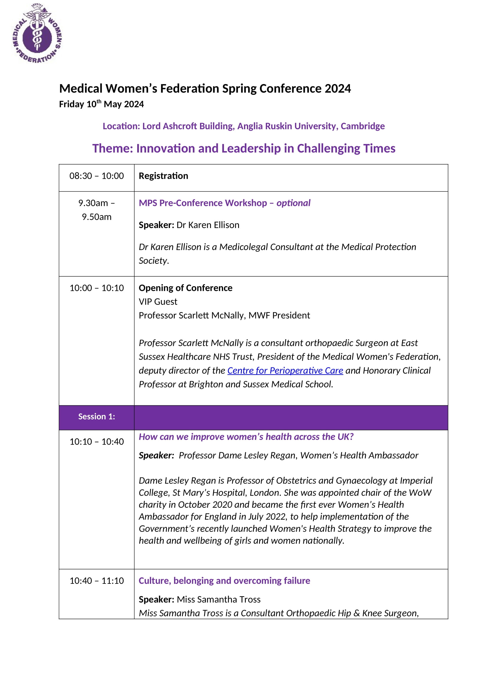 Conference - Medical Womens Federation